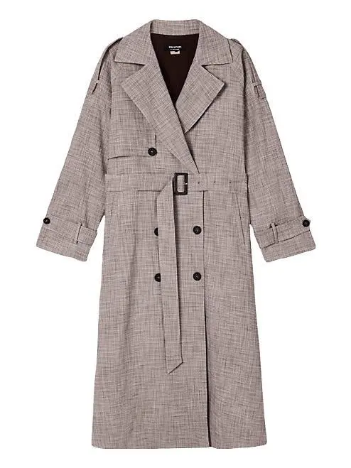 Whistles Checked Belted-waist Stretch-woven Trench Coat - Multi-coloured