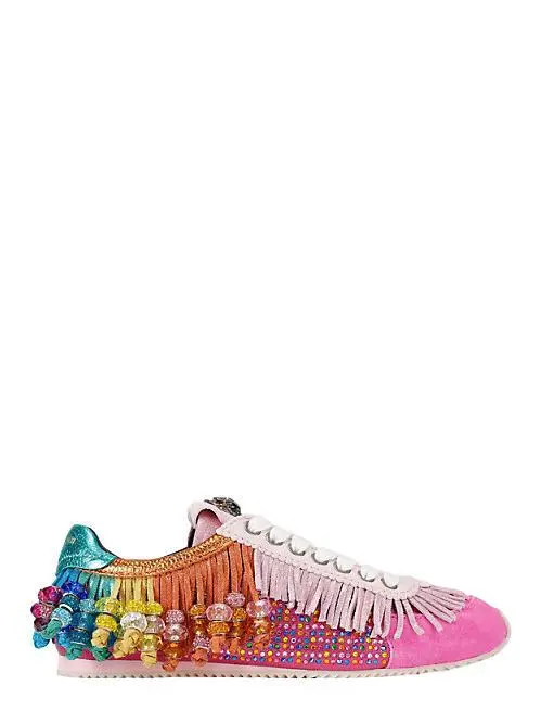 Kurt Geiger Islington Fringe Suede And Woven Trainers - Mult/other