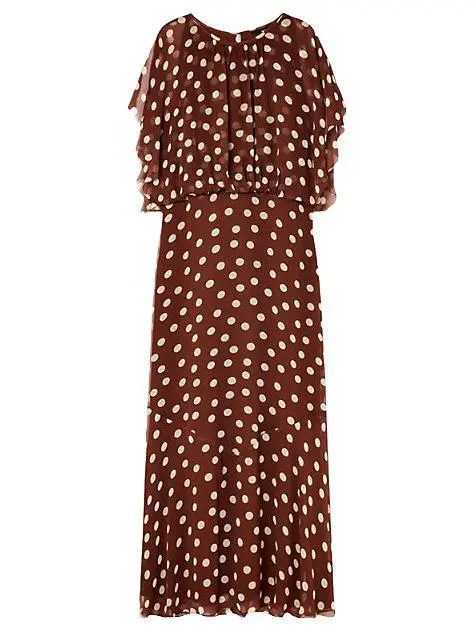 Whistles Polka-dot Cinched-waist Woven Midi Dress - Multi-coloured