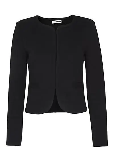 Whistles Collarless Cotton-jersey Jacket - Black