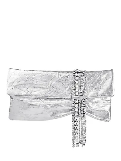 JIMMY CHOO Zandra Crystal-embellished Clutch Bag - Silver/silver