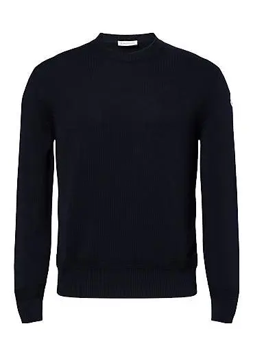 Moncler Crew-neck Knitted Cotton Jumper - Blue