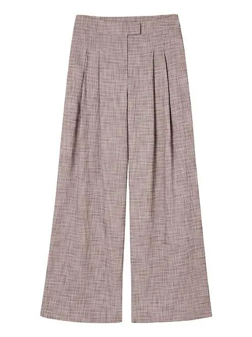 Whistles Checked Pleated Wide-leg Woven Trousers - Multi-coloured