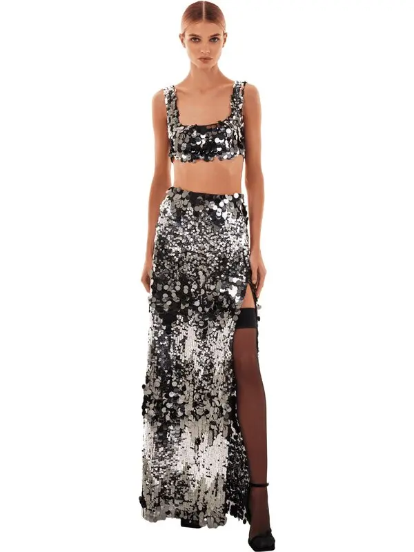 MILLA Sequin Embellished Two-piece Set - Silver