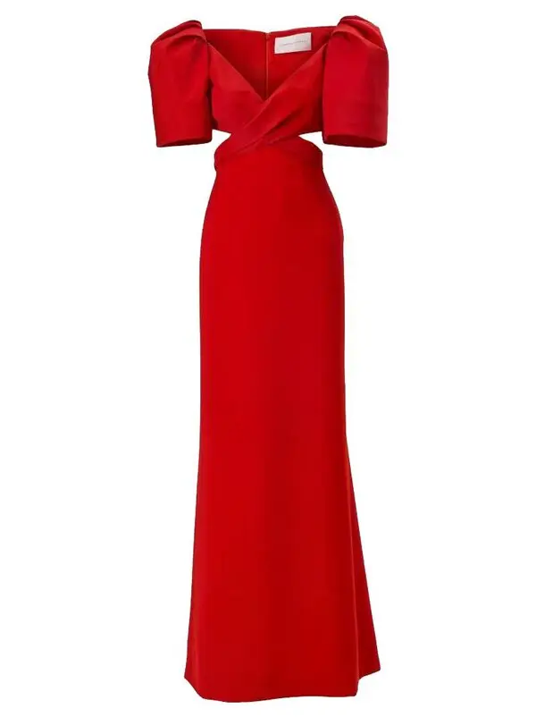 Carolina Herrera Bell-sleeve Gown With Cut-outs - Red