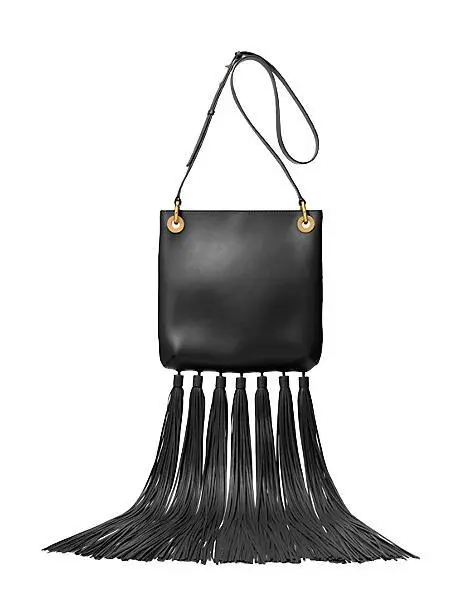 Michael Kors Tate Medium Leather Crossbody Bag With Tassel - Black