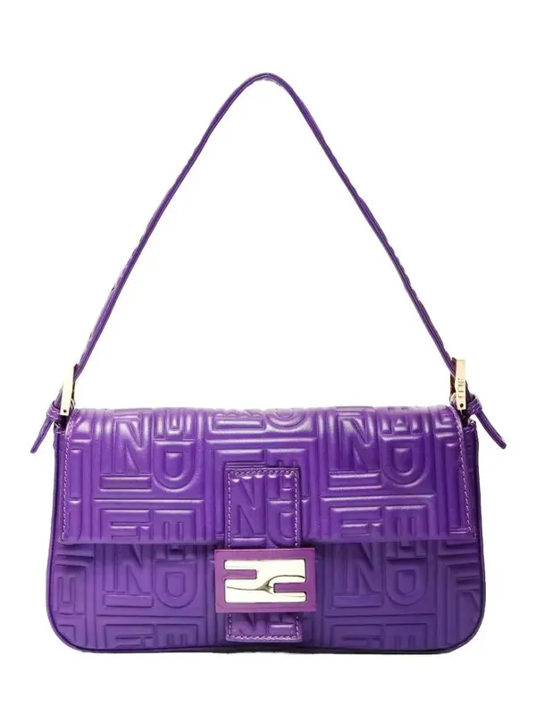 Fendi 2019 Mamma Baguette Embossed-logo Shoulder Bag - Purple