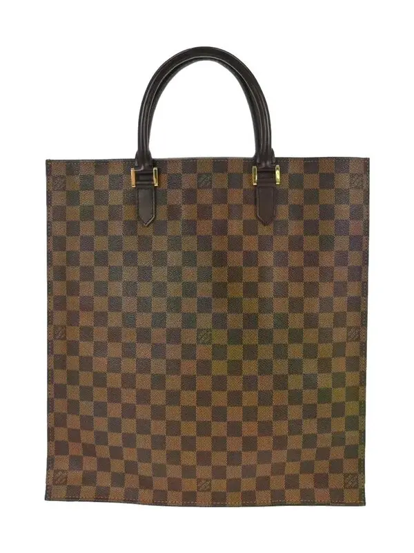 LOUIS VUITTON 2005 Sac Plat Damier-pattern Tote Bag - Brown