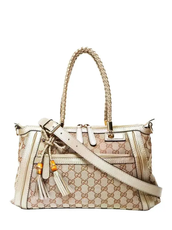 Gucci Bamboo Detail Gg Canvas Tote Bag - Neutrals