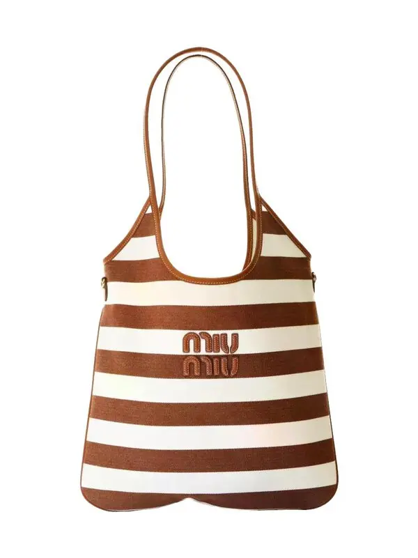 Miu Miu Ivy Striped Shoulder Bag - Brown