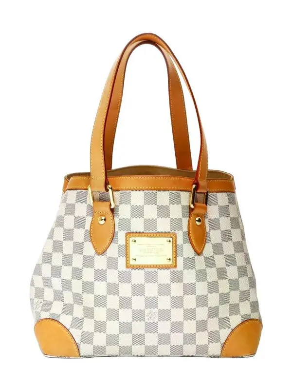 LOUIS VUITTON 2008 Hampstead Pm Damier Azur Tote Bag - White
