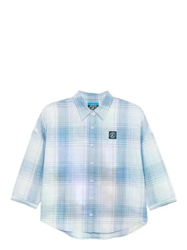 AGNES B. Check Batwing Shirt - Black