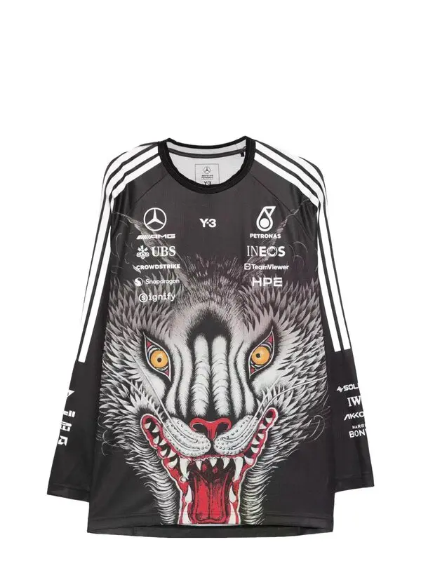 Y3 X Mercedes-amg Petronas F1 Printed Striped Top - Black