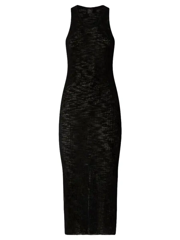 Pinko Sleeveless Ribbed Midi Dress - Black