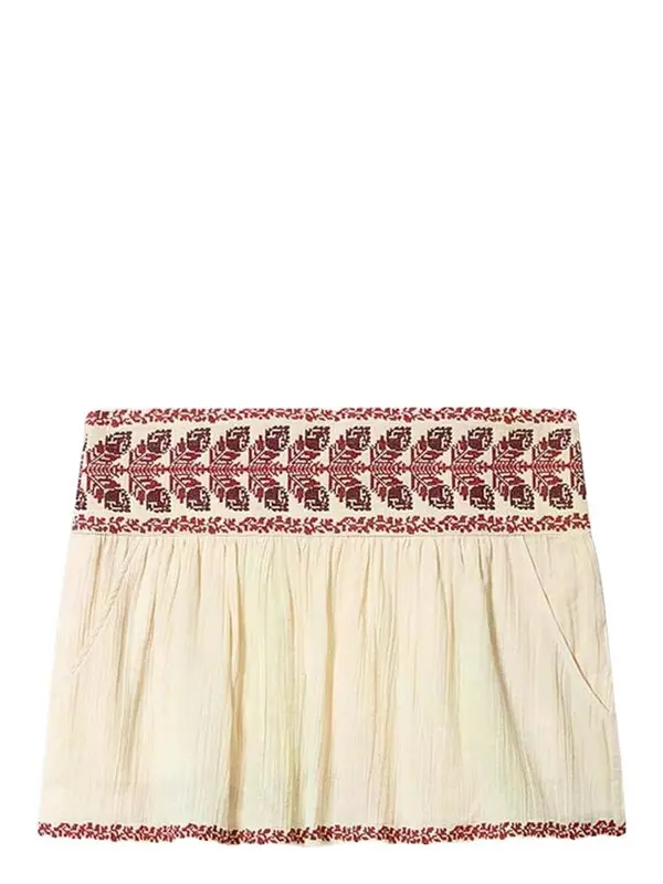 MARANT ETOILE Picadilia Embroidered Mini Skirt - Neutrals