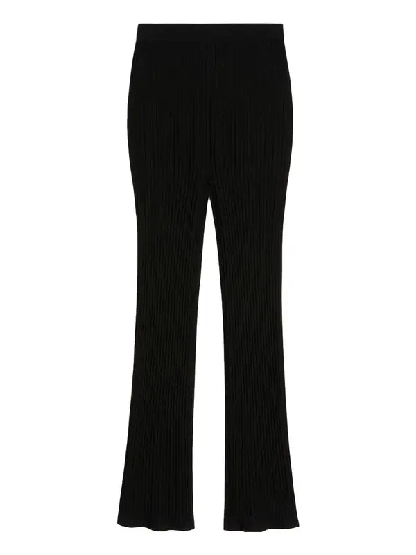 Max Mara Viscose Crêpe Yarn Rib-knit Trousers - Black