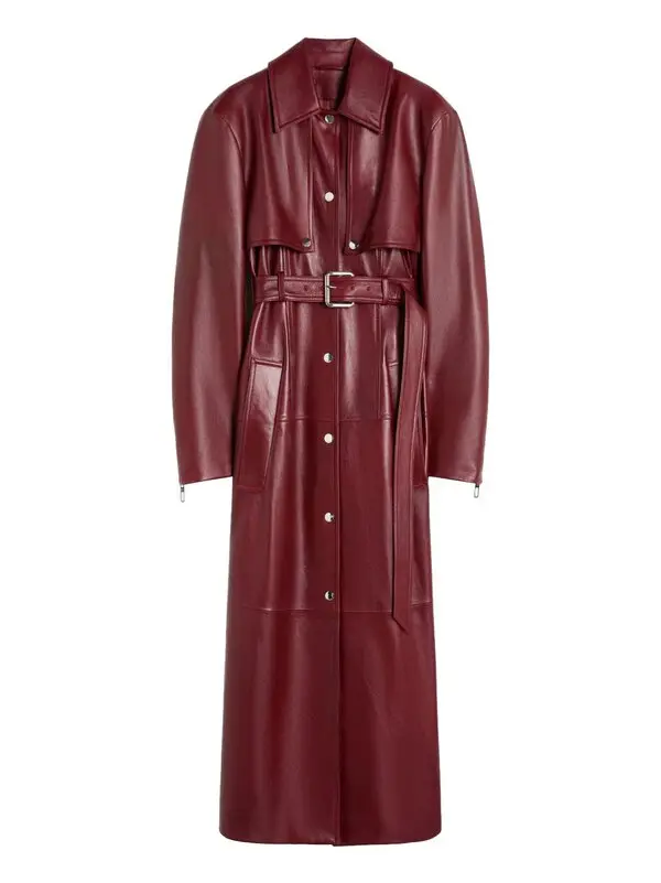 Max Mara Nappa Leather Two-piece Trench Coat - Bordeaux