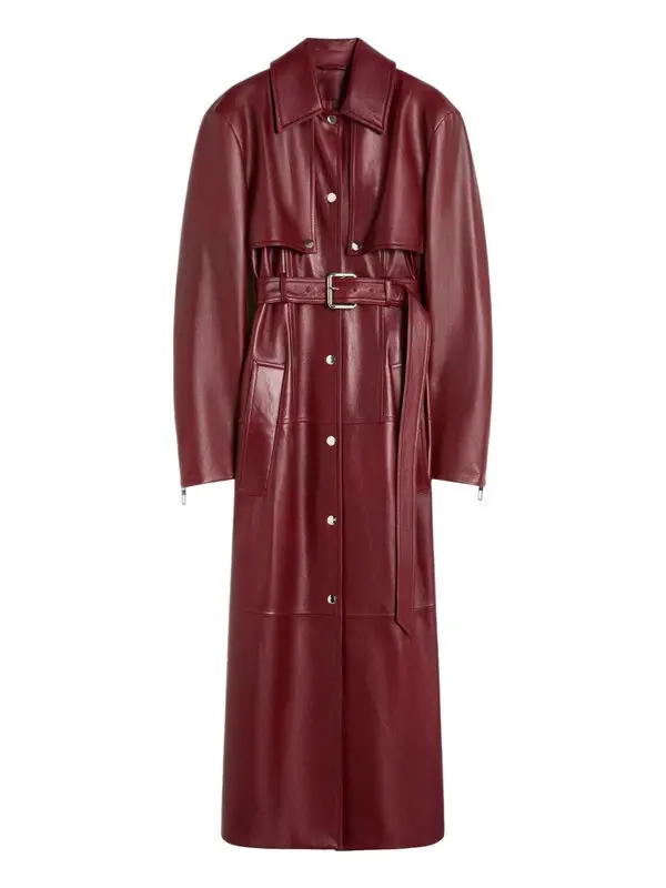 Max Mara Nappa Leather Two-piece Trench Coat - Bordeaux