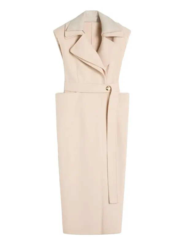 Max Mara Sleeveless Double Wool Coat - Powder