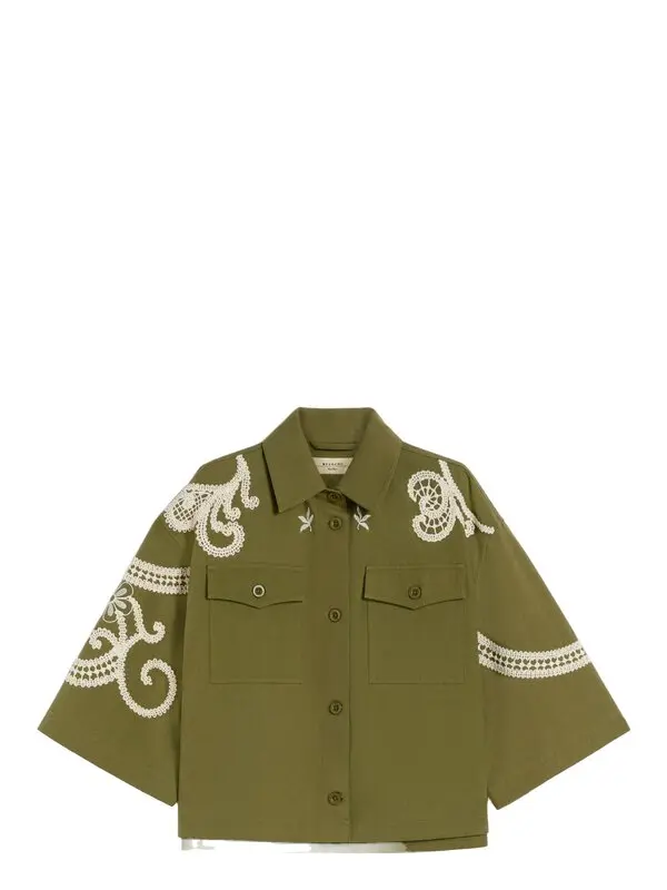 Max Mara Cotton Canvas Embroidered Jacket - Kaki