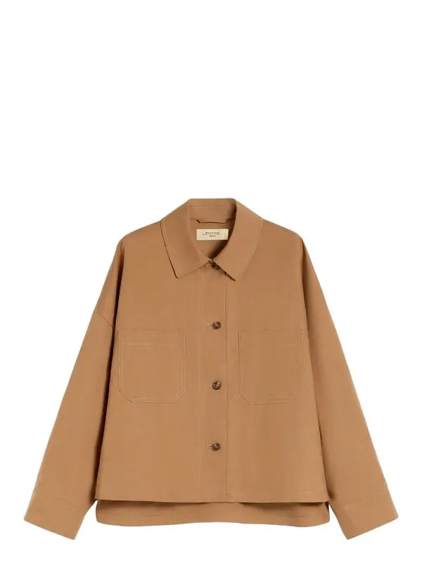 Max Mara Linen And Cotton Basketweave Jacket - Tobacco