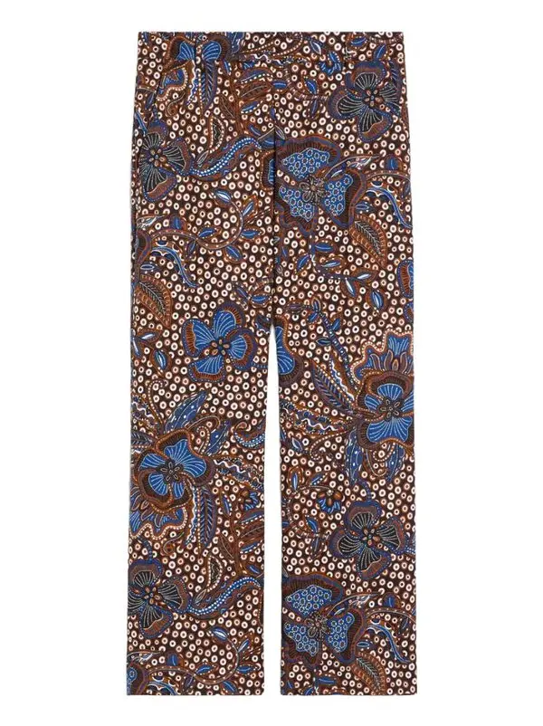 Max Mara Printed Basketweave Cotton Trousers - Tobacco