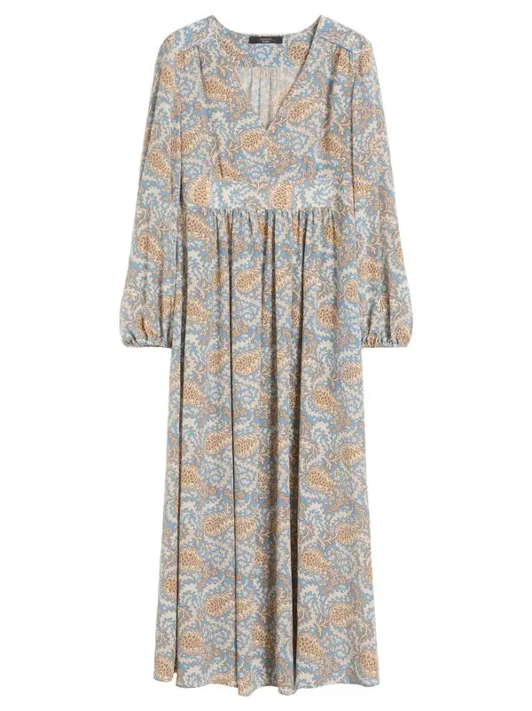 Max Mara Printed Silk Dress - Light Blue