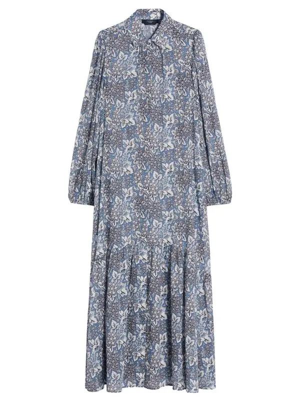 Max Mara Voile Patterned Shirt Dress - Navy