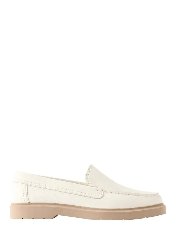Brunello Cucinelli Textured-leather Loafers - Ivory
