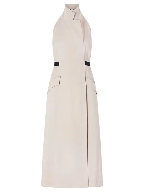 Max Mara Cime Stretch Cotton And Wool-blend Halterneck Maxi Dress - Neutrals