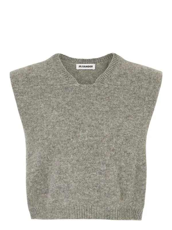 JIL SANDER Cropped Wool-blend Sweater Vest - Gray