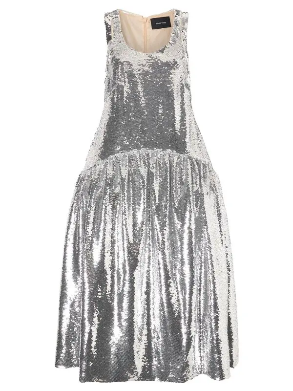 Simone Rocha Sequined Satin Gown - Silver