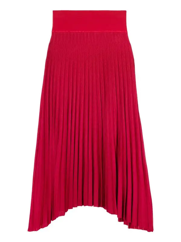 Maria Mcmanus Asymmetric Plissé Cotton Midi Skirt - Red