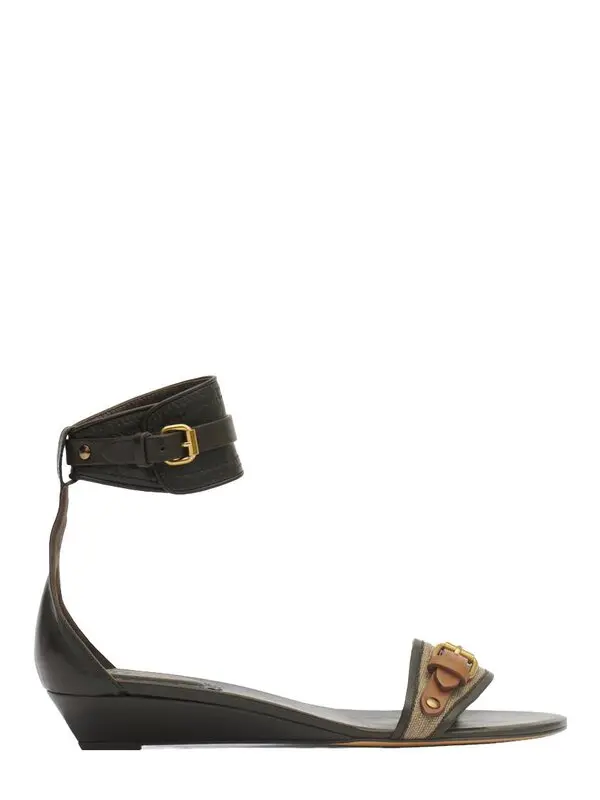 Isabel Marant Edony Wedge Sandals - Khaki/espresso