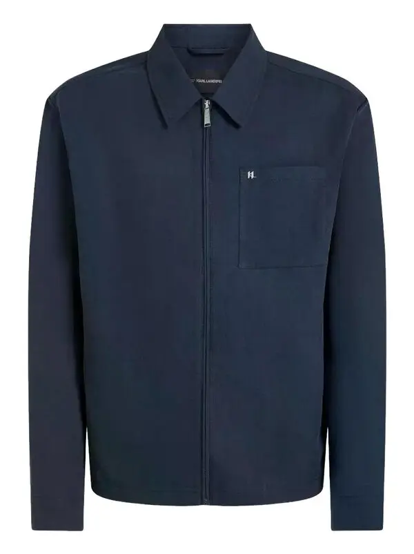 Karl Lagerfeld Linen Jacket With Pocket - Blue