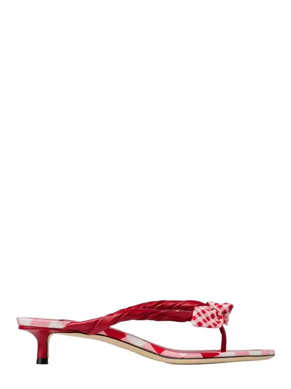 JIMMY CHOO Liss Gingham Cotton Mule Sandals With Bow Detailing - Red