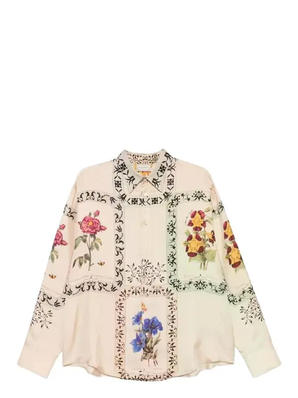 PIERRE-LOUIS MASCIA Floral-print Shirt - Neutrals