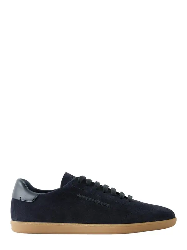 Zegna 232 Leather-trimmed Suede Sneakers - Blue