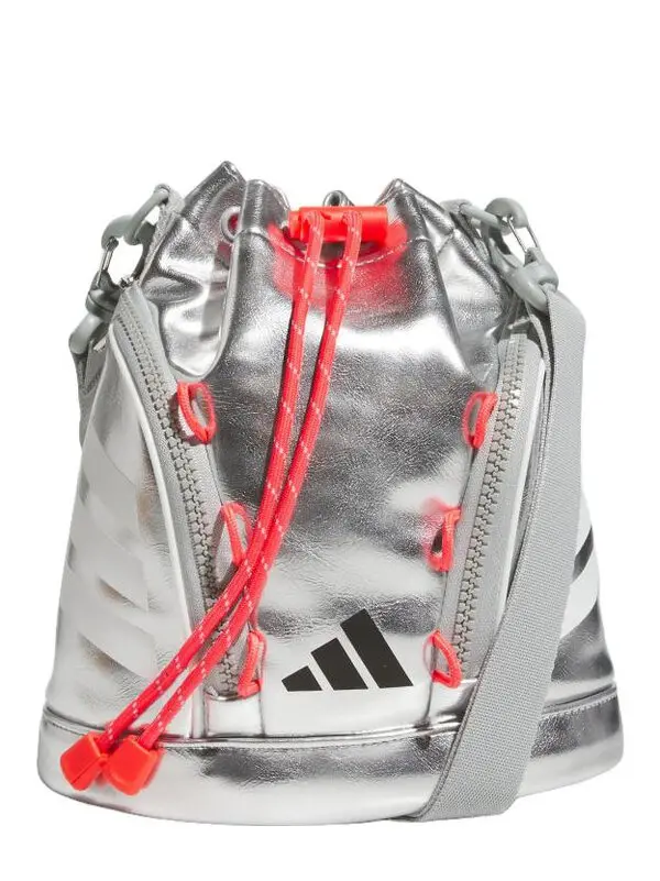 Adidas Bucket Crossbody - Silver Metallic / Lucid Red / White