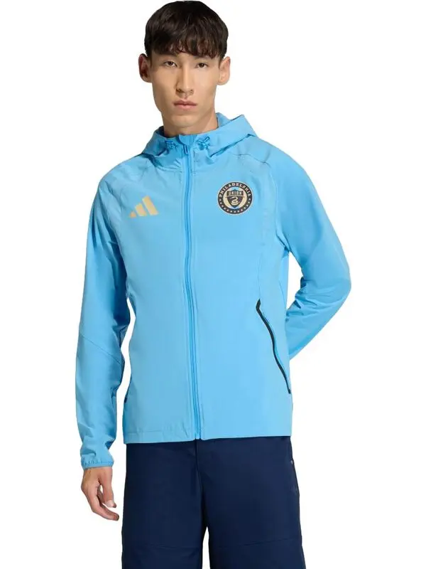 Adidas Philadelphia Union Tiro Tech Full Zip Windbreaker - Joy Blue / Light Football Gold