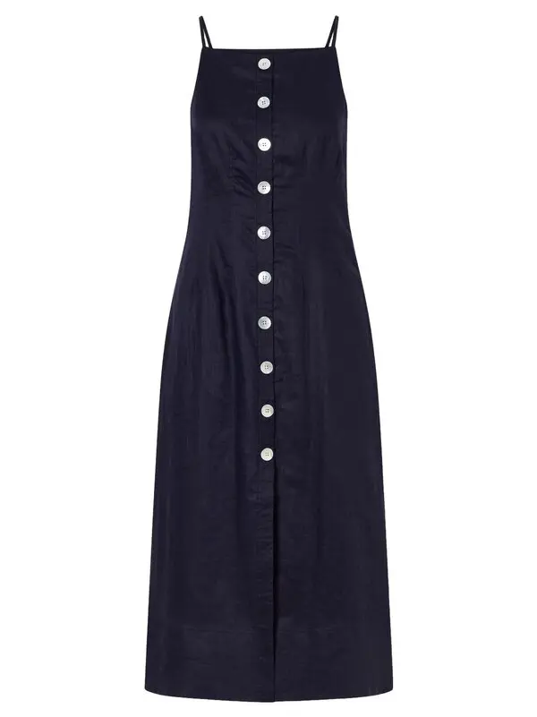 Veronica Beard Georges Linen Midi Dress - Blue