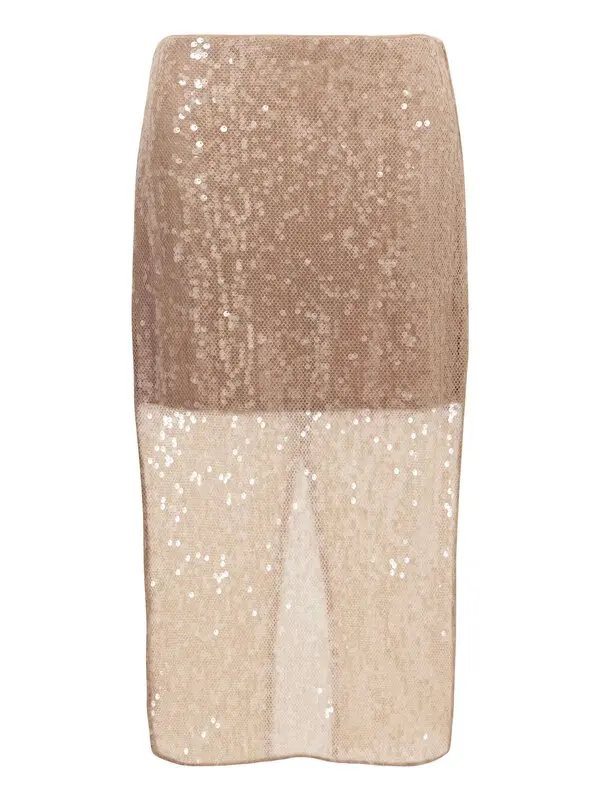 Veronica Beard Sequined Chiffon Midi Skirt - Beige