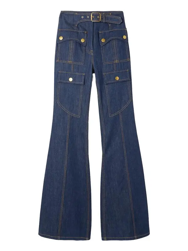 Zimmermann Luna Buckled Flared Cargo Jeans - Blue
