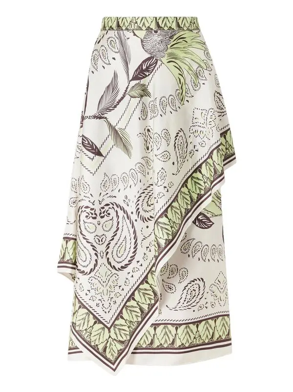 Tory Burch Printed Silk-twill Wrap Skirt - Multi