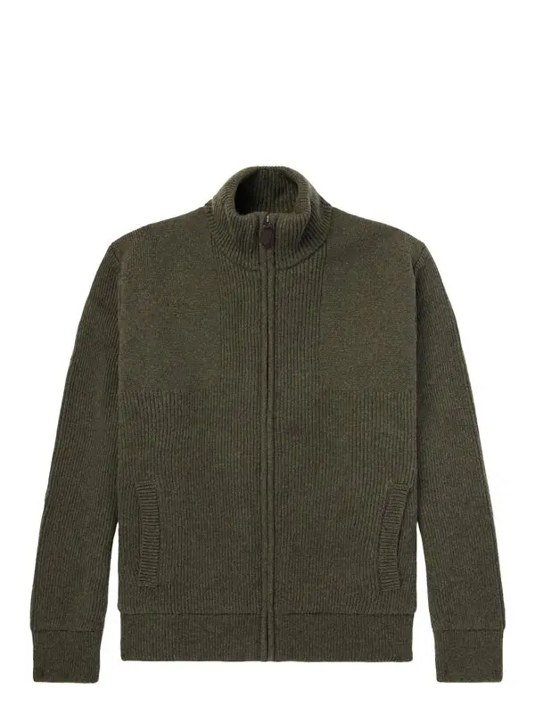 Purdey Orkney Ribbed-knit Wool Zip-up Cardigan - Green