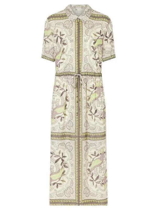 Tory Burch Printed Cotton And Silk-blend Midi Dress - Green