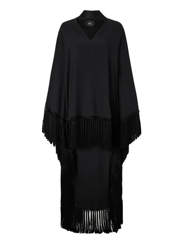 TALLER MARMO Cecil Fringed Crepe Kaftan - Black