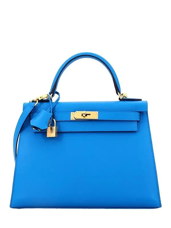 Hermès Kelly 28 Handbag With Gold Hardware - Bleu Frida