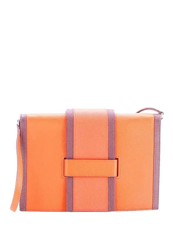 Hermès H Passant Clutch Shoulder Bag Evercolor - Orange
