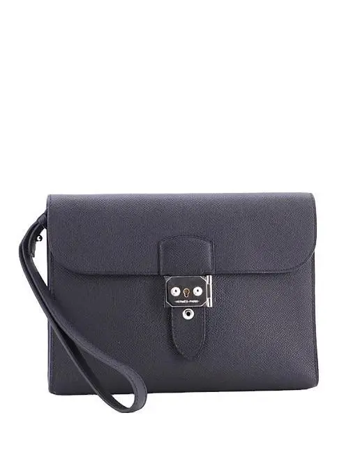 Hermès 24 Sac A Depeches Wristlet Pouch Epsom - Black